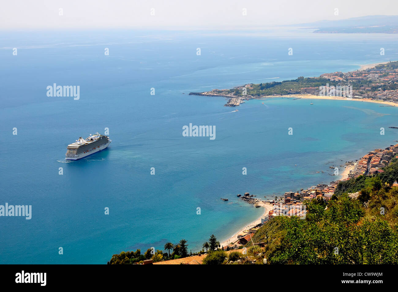 Cruise Ship Taormina Sicily Mediterranean Sea Island Stock Photo - Alamy