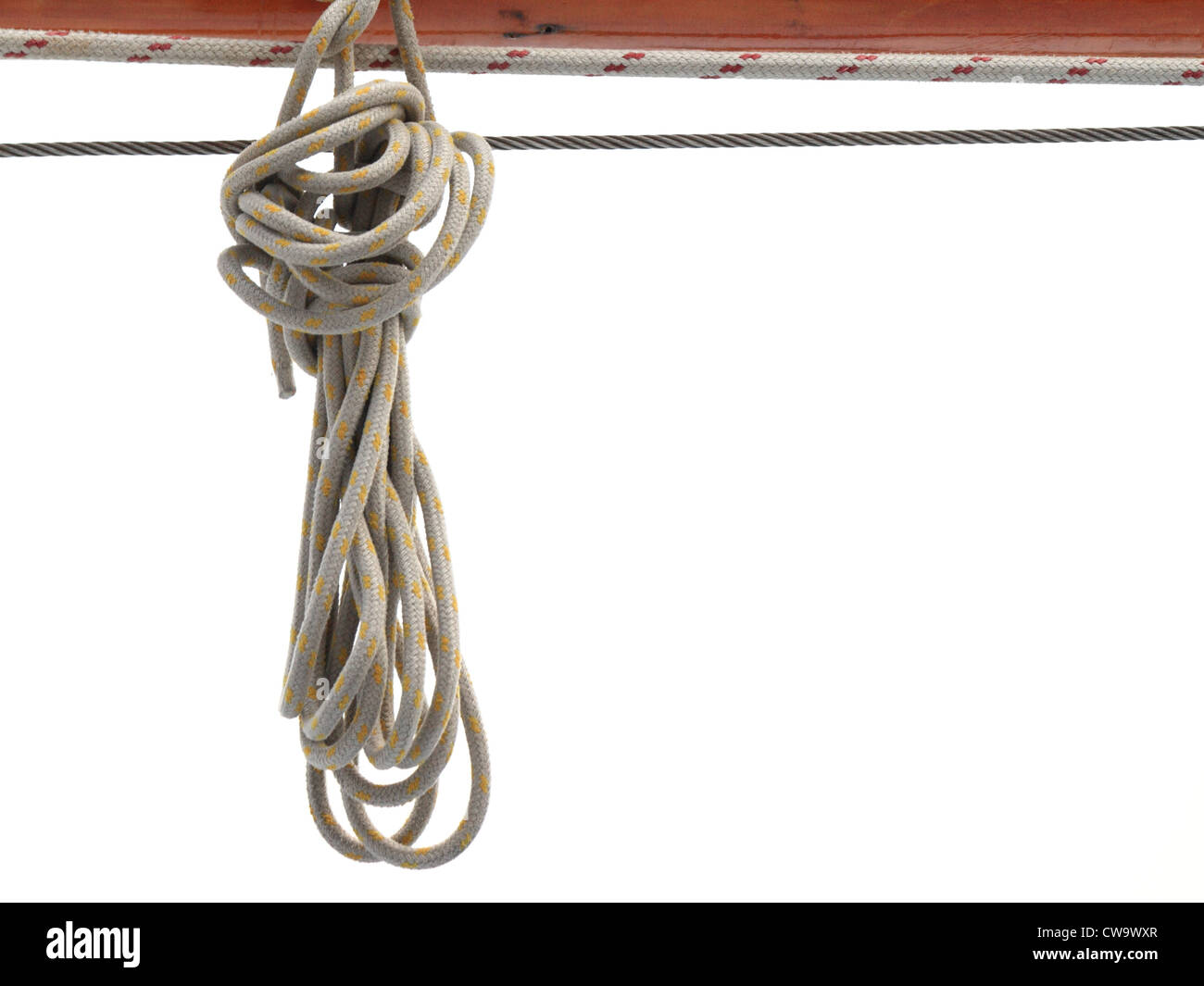 Ship rigging rope on old yacht vintage Stock Photo - Alamy