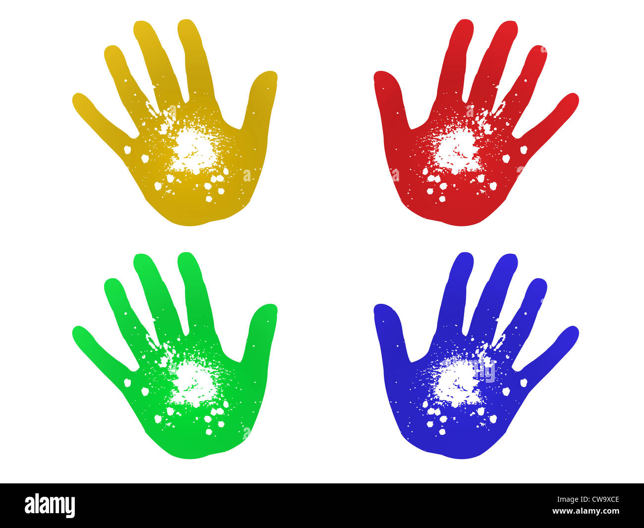 Hand prints on a white background Stock Photo - Alamy