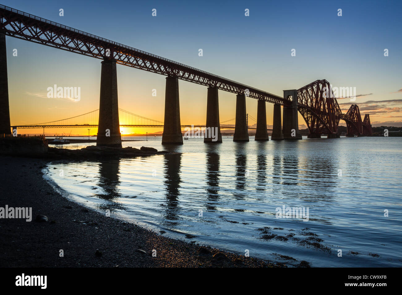 Sunset over the Forth Road Bridge Stock Photo - Alamy