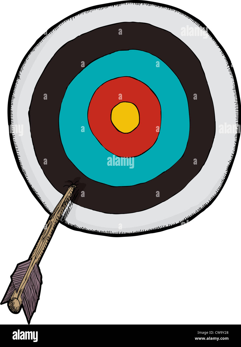 Wooden arrow stuck in the side of a target Stock Photo - Alamy
