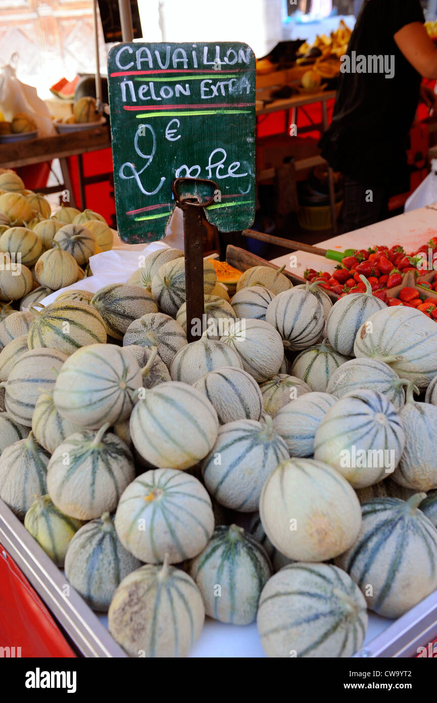 Melons Display market Toulon France French Riviera Mediterranean Europe ...