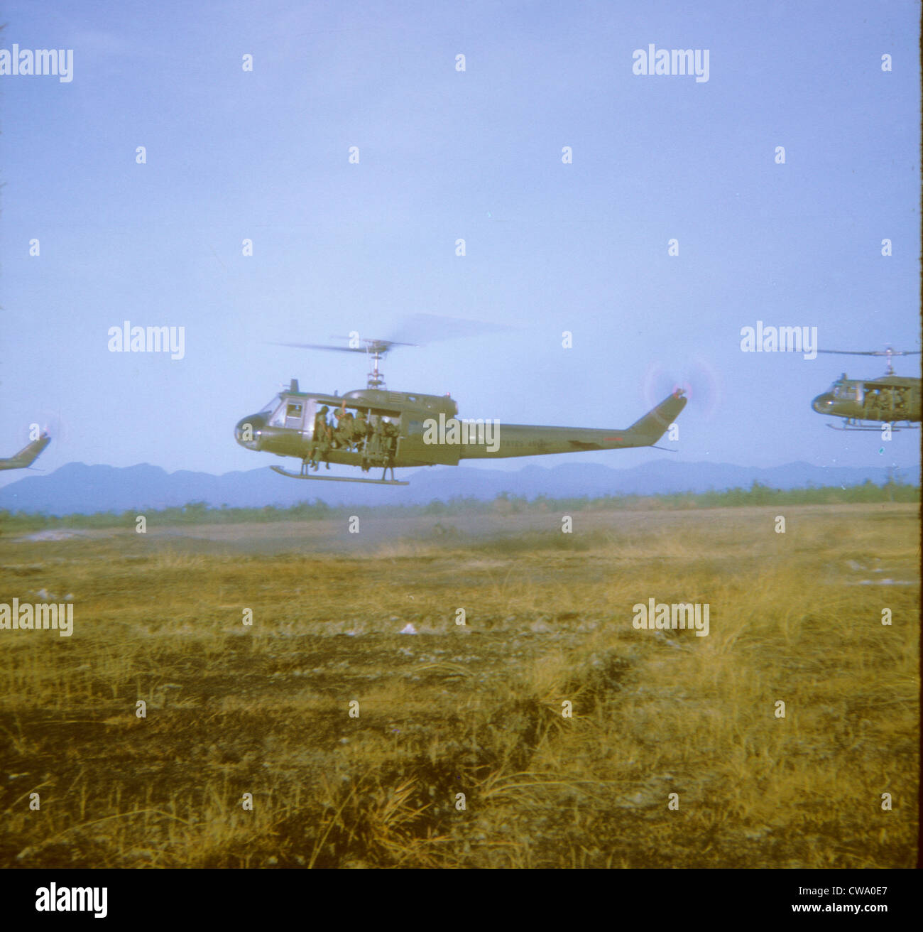 A Company, 227th AHC lift Cavalry Huey Helicopter inserting troops ...