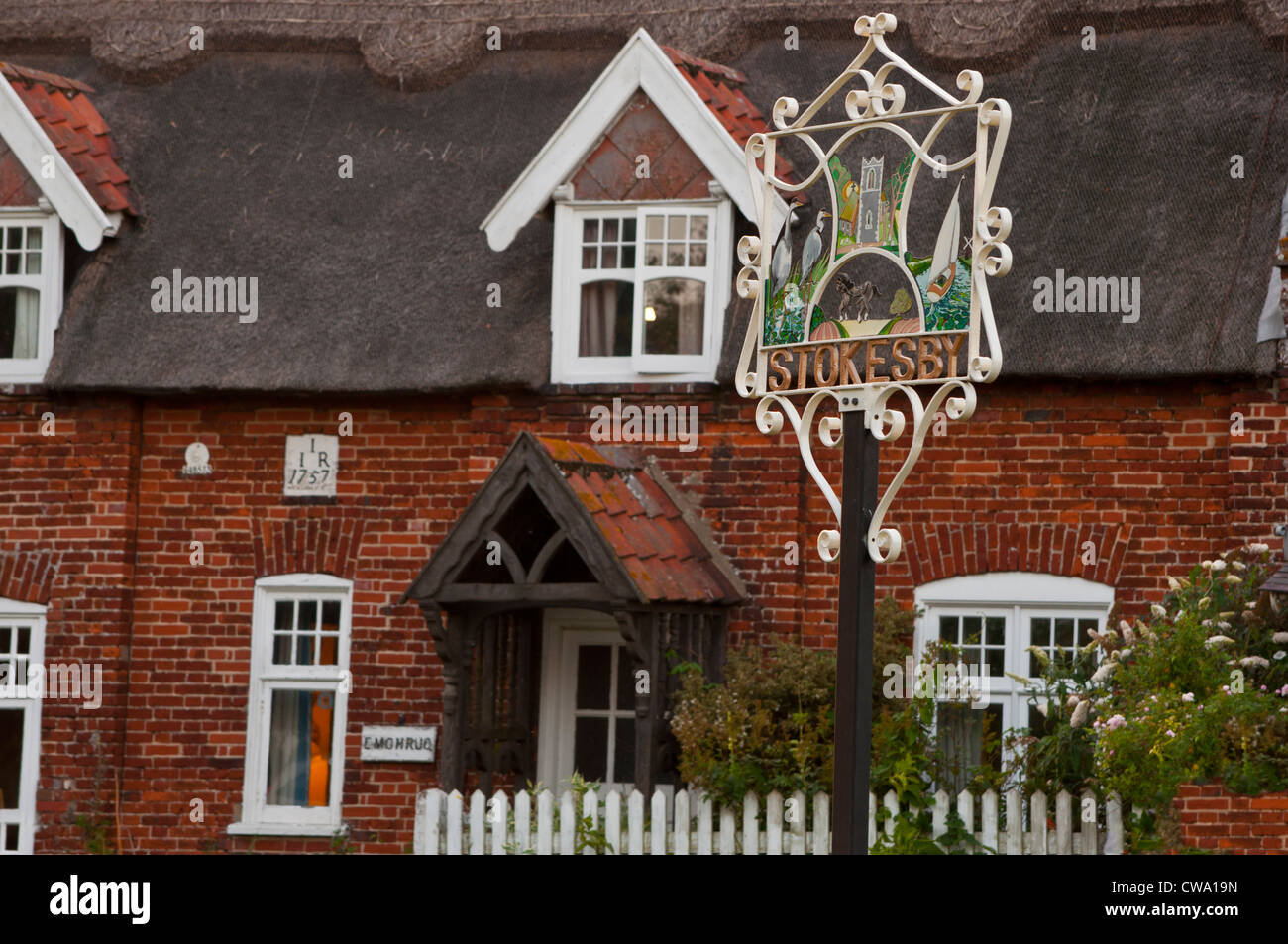 Stokesby village sign Stock Photo - Alamy