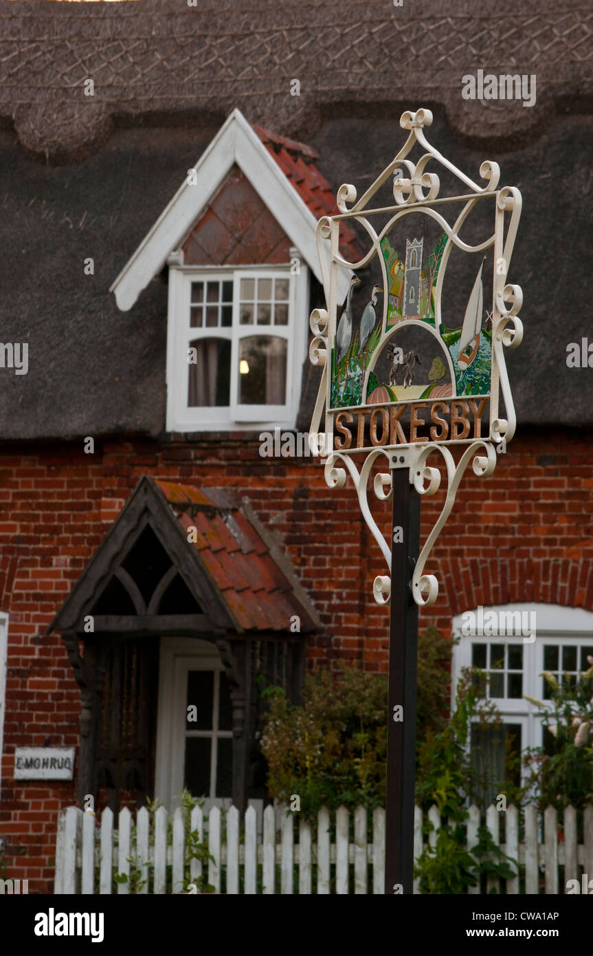 Stokesby village sign Stock Photo - Alamy