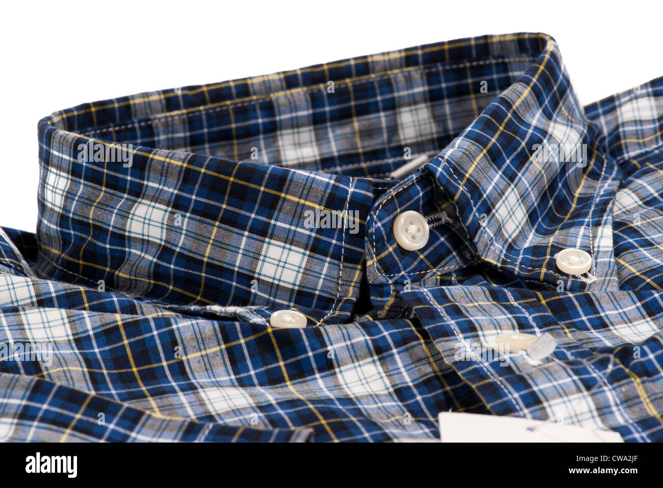 Closeup of blue color shirt for men in checked pattern Stock Photo - Alamy