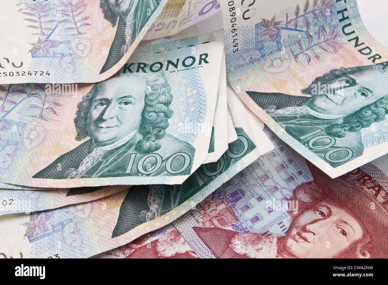Background of Swedish currency closeup Stock Photo - Alamy