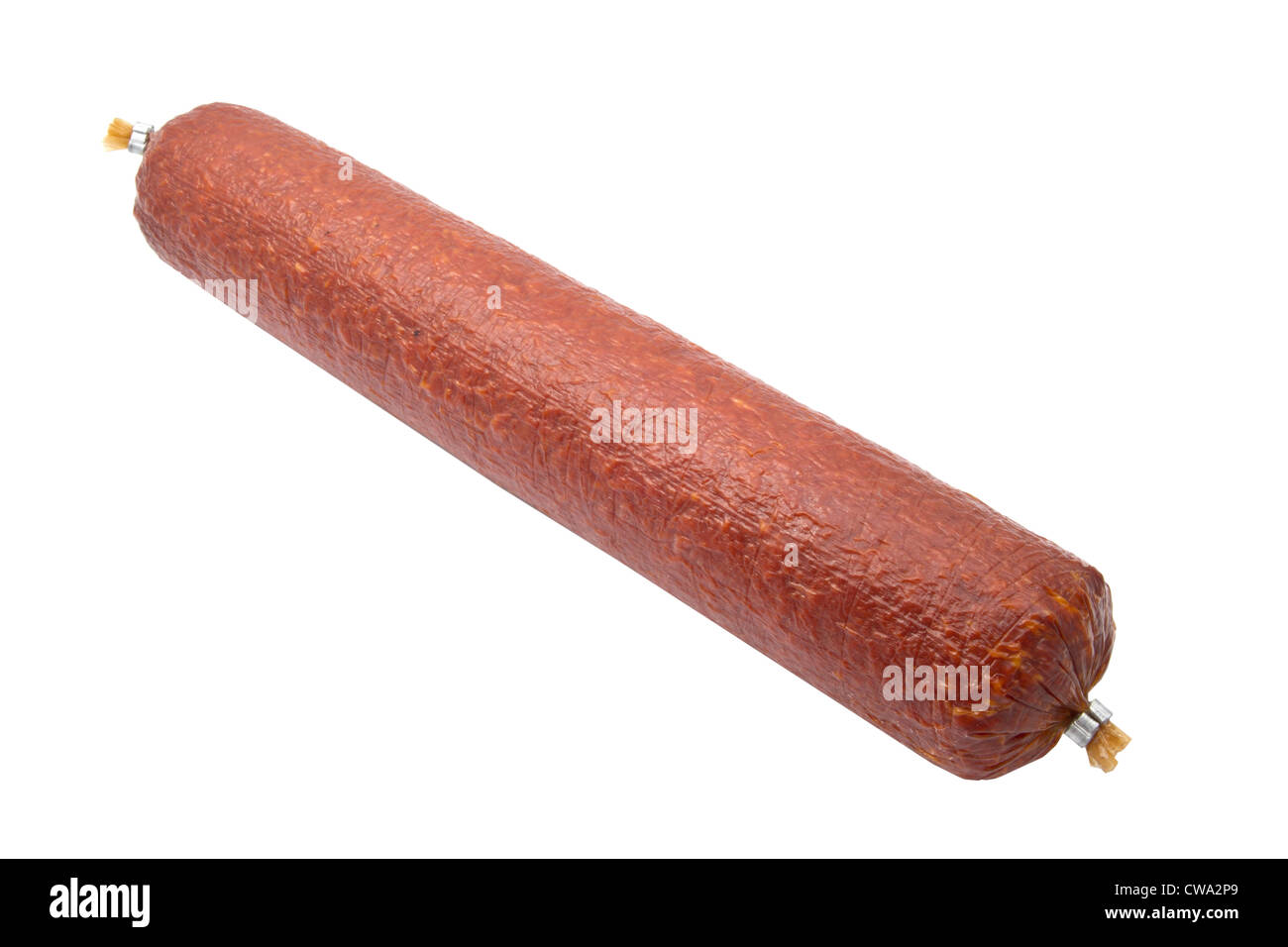 Big salami sausage isolated on white background Stock Photo - Alamy