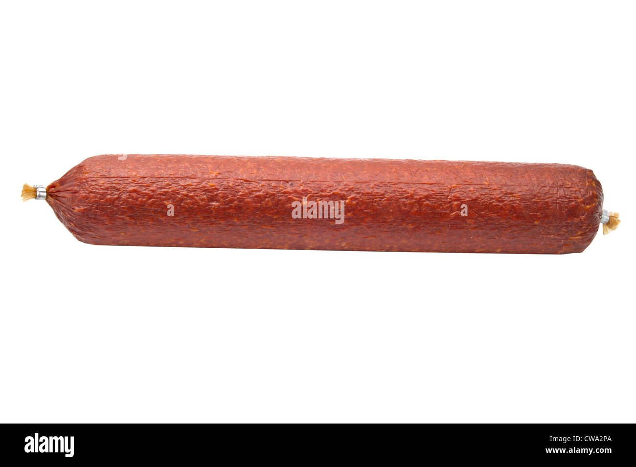 Big salami sausage isolated on white background Stock Photo - Alamy