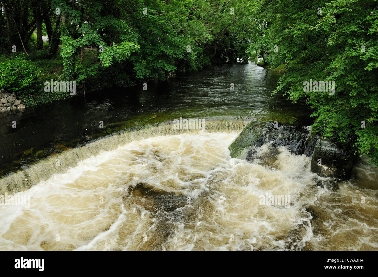 Weir on River Fergus at Mill Bridge, Killinaboy, The Burren Co. Clare ...