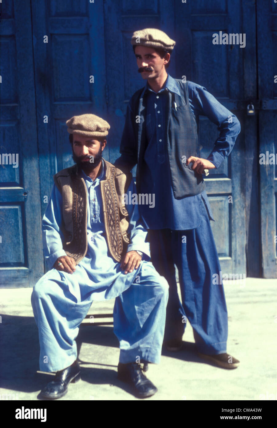Two men from the Northern Areas in their national dress, 1979 Stock ...