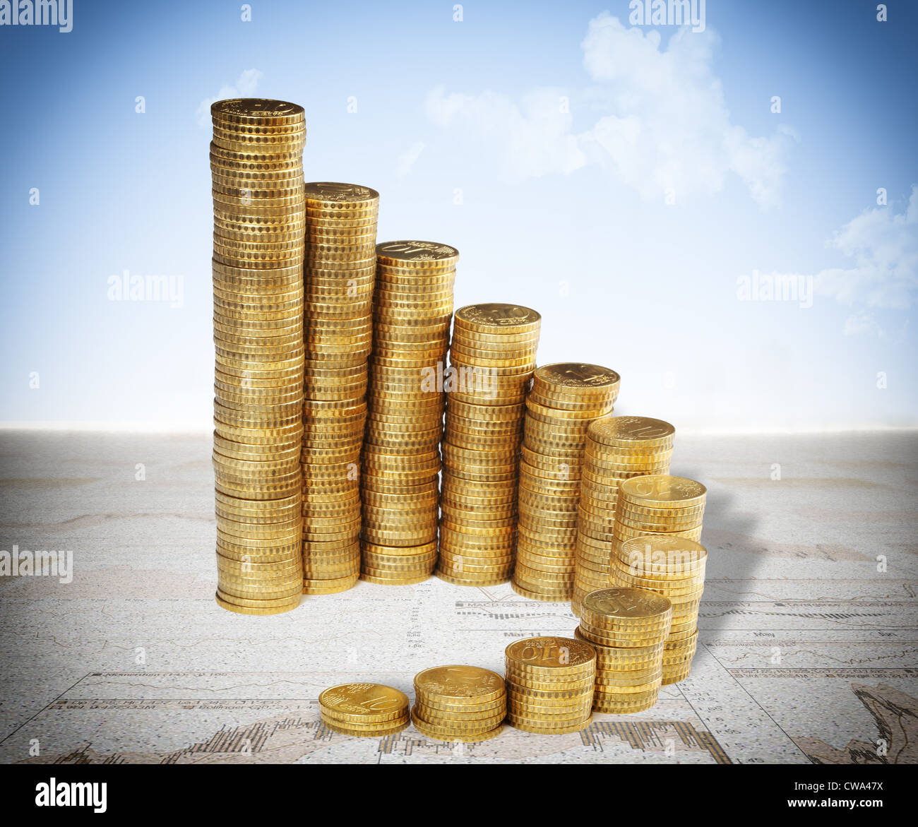 euro coin and blue sky background Stock Photo - Alamy