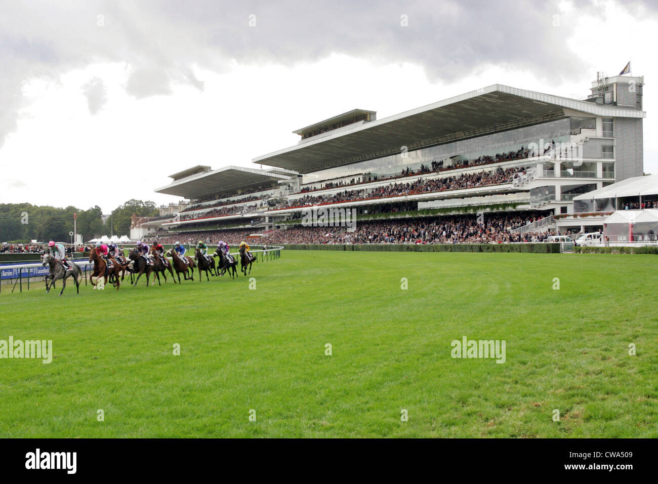 Paris, the main stage at the racetrack Longchamp Stock Photo - Alamy