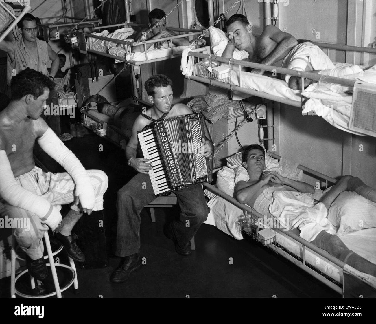 Coast Guard sailors wounded in the Southwest Pacific are entertained by ...