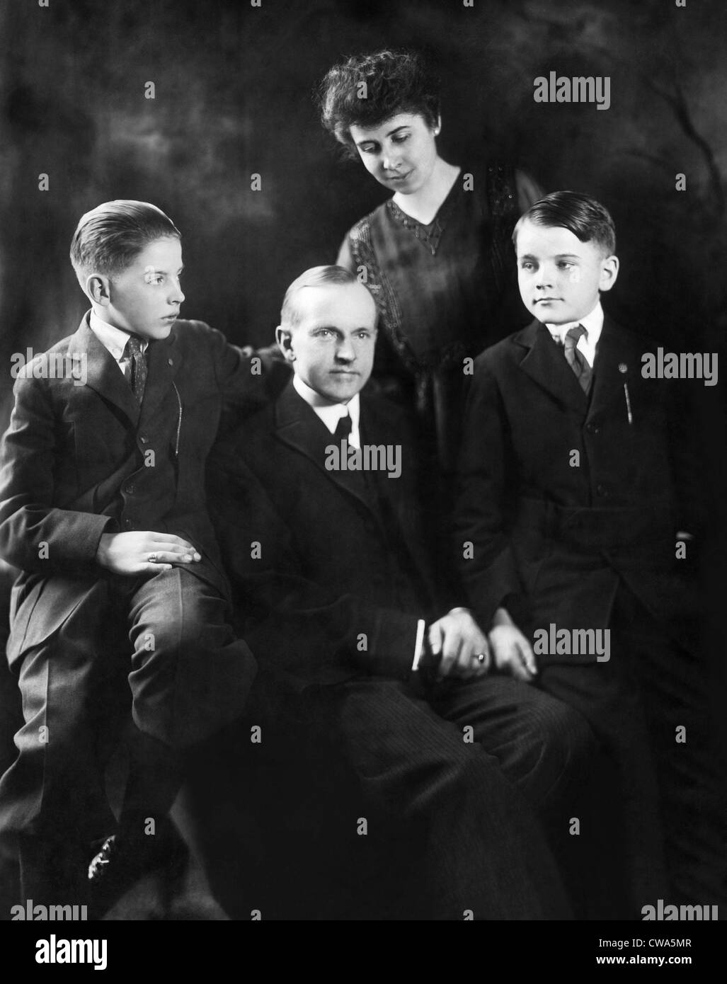 Calvin Coolidge, Grace Coolidge and their sons during his time as governor of Massachusetts ...