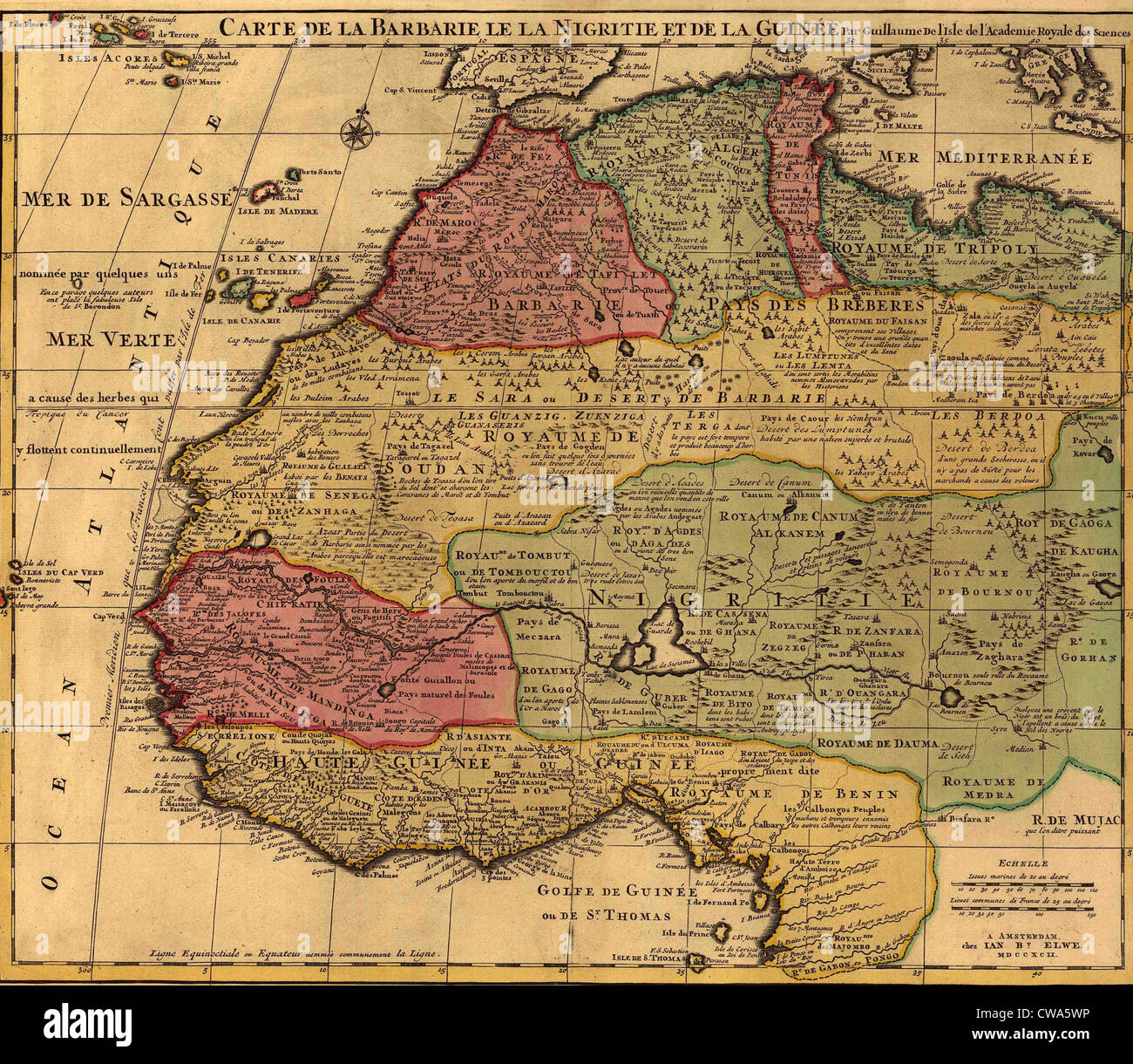 1742 French map of Northwest Africa, identifying kingdoms and ...