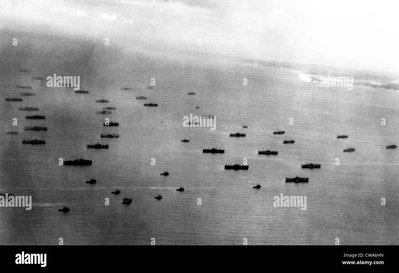 D-DAY, aerial view of English Channel after the Normandy Invasion, 06 ...