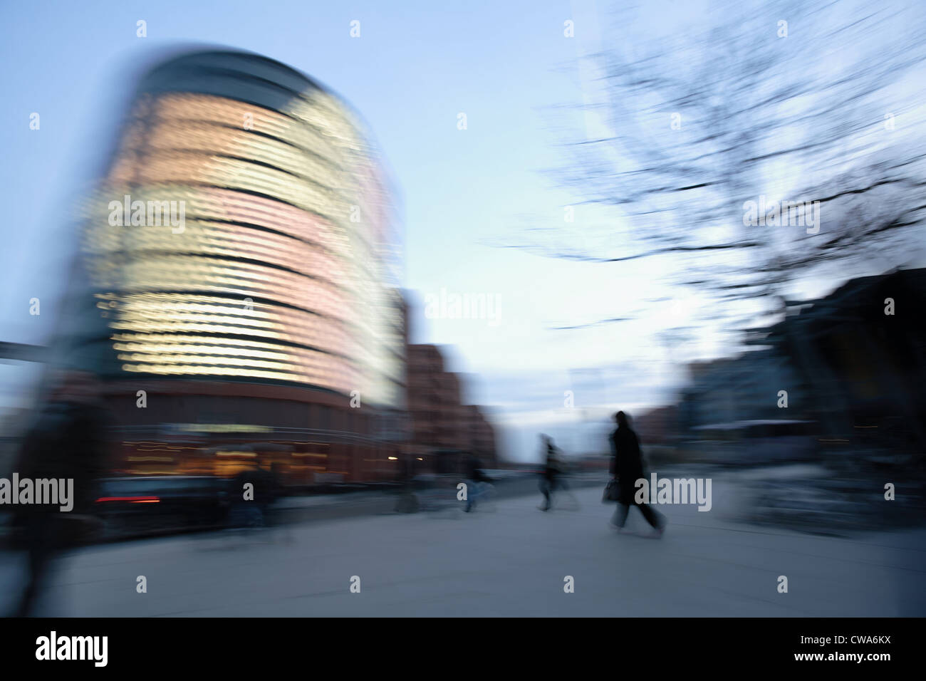 People in front of a building with a light installation in Berlin Stock ...