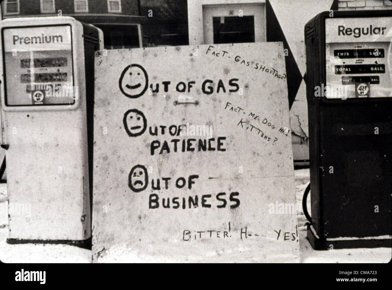 GAS SHORTAGE- A gas station in Pennsylvania during the oil crisis. 1/14 ...