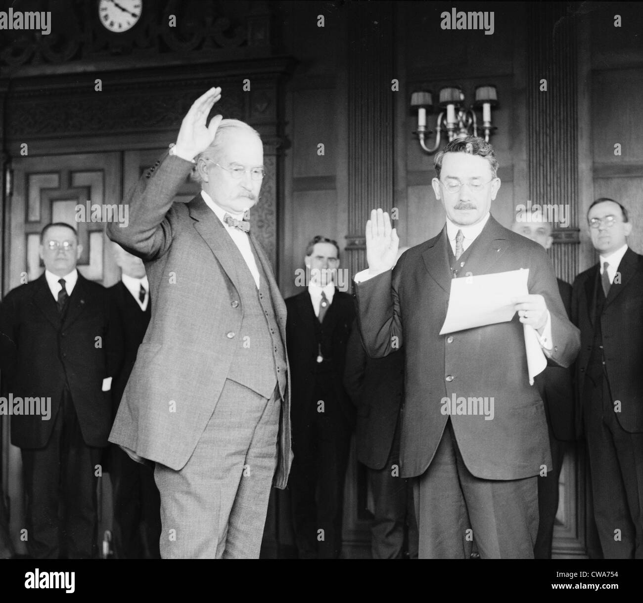 Albert B. Fall (1861-1944), taking the oath of office of Secretary of ...