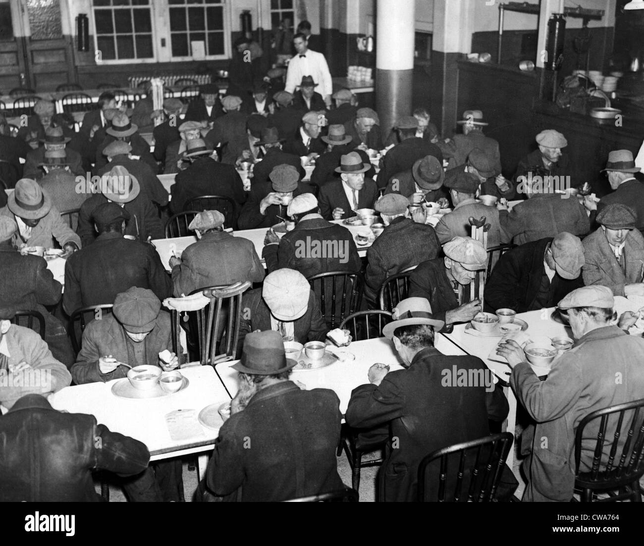 Great Depression, Unemployed and homeless men eating at Municipal ...