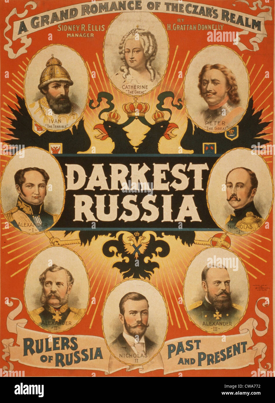American theatrical poster with portraits of Russian royal rulers: Ivan ...