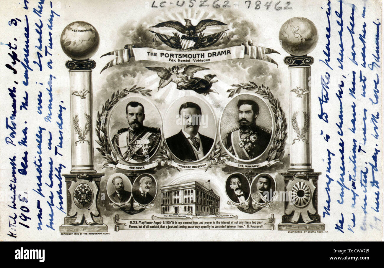Postcard celebrating the signing of the Portsmouth Peace Treaty with ...