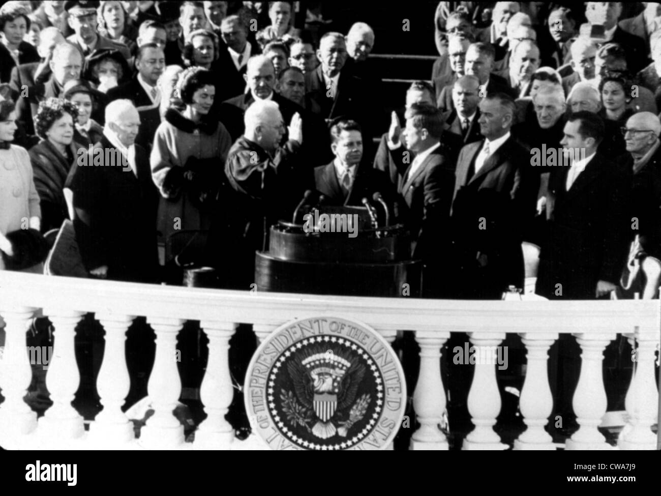 John F. Kennedy being sworn in as president, 1960, CSU Archives Stock ...