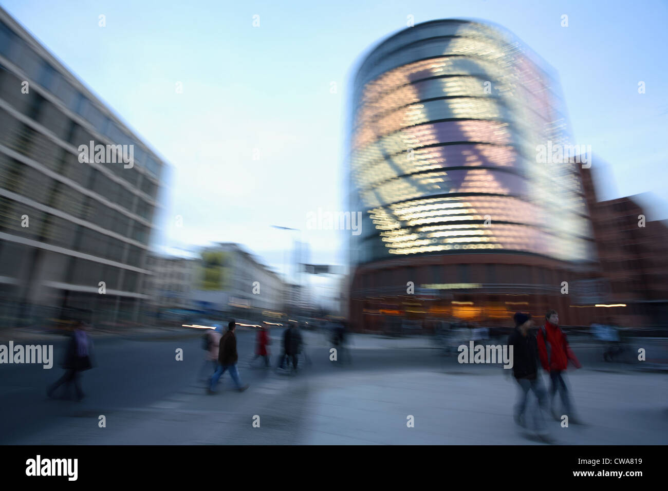 People in front of a building with a light installation in Berlin Stock ...