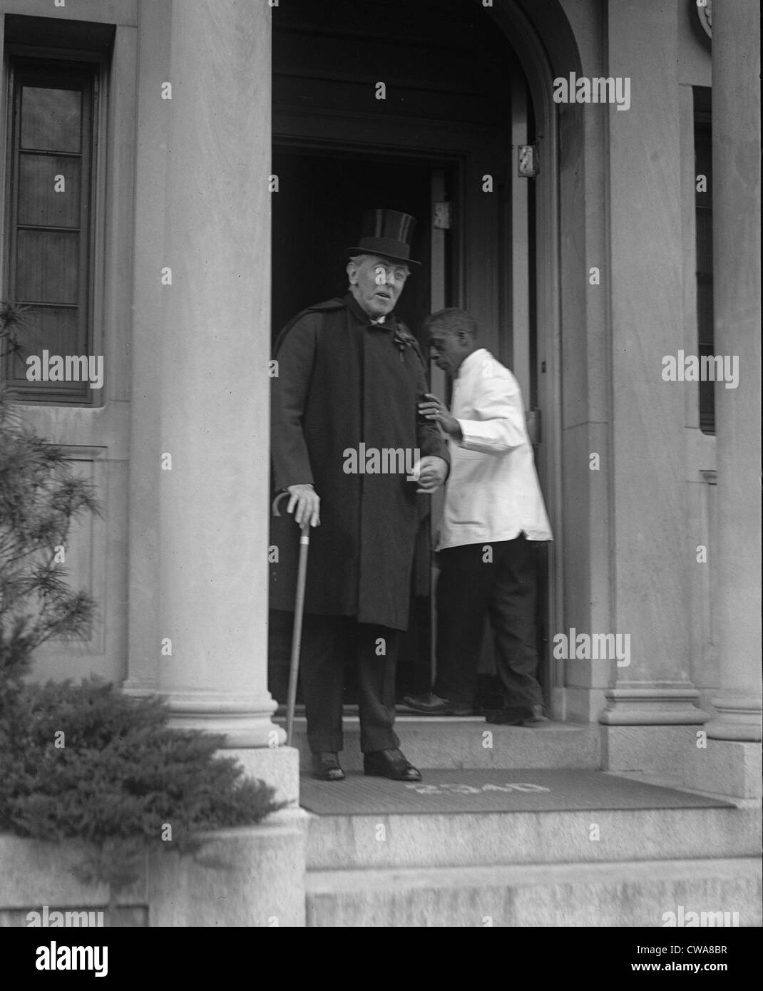 Ex-President Woodrow Wilson (1856-1924), weakened by a severe stroke in ...