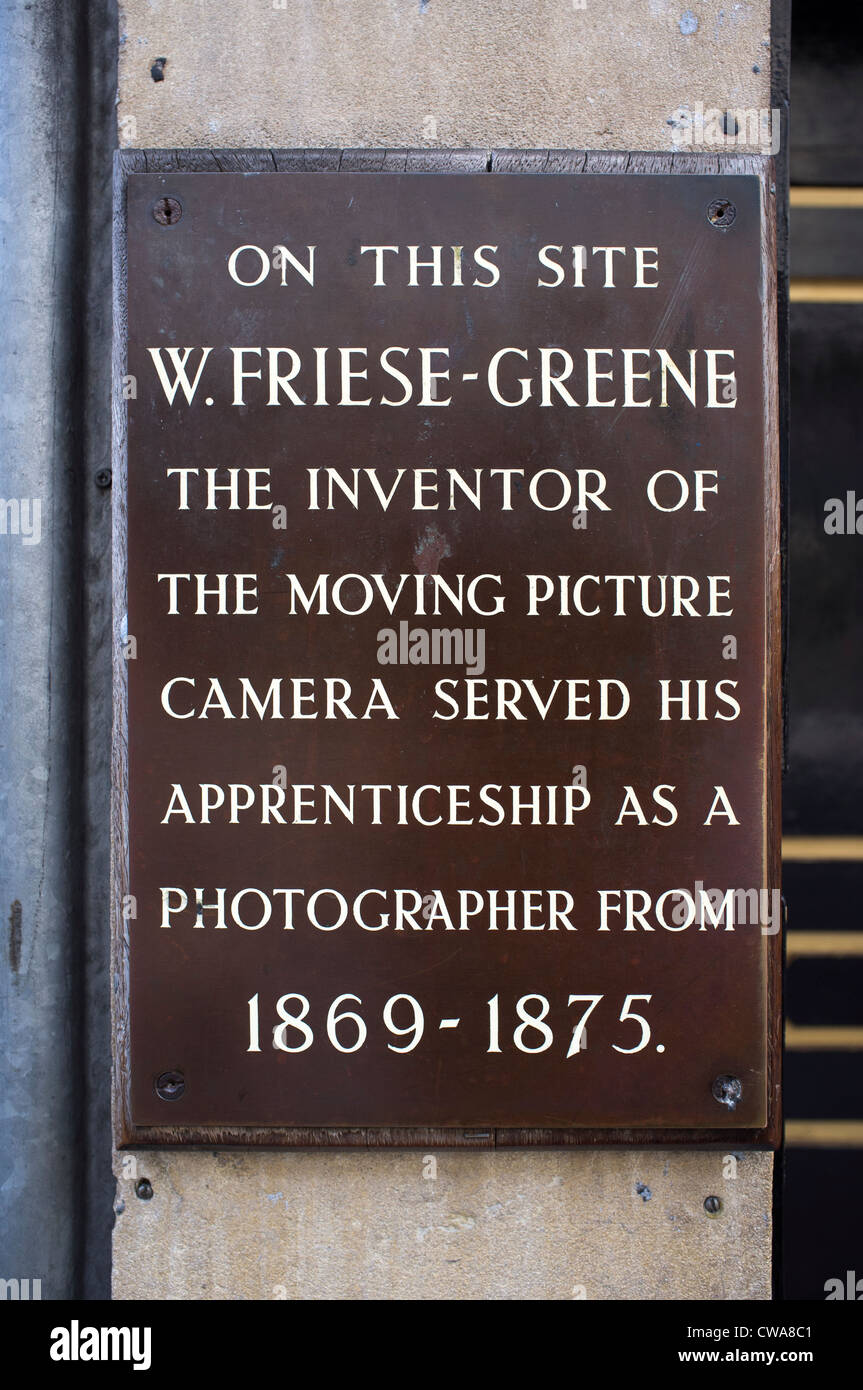 W Friese-Greene Inventor of moving picture camera plaque Stock Photo ...