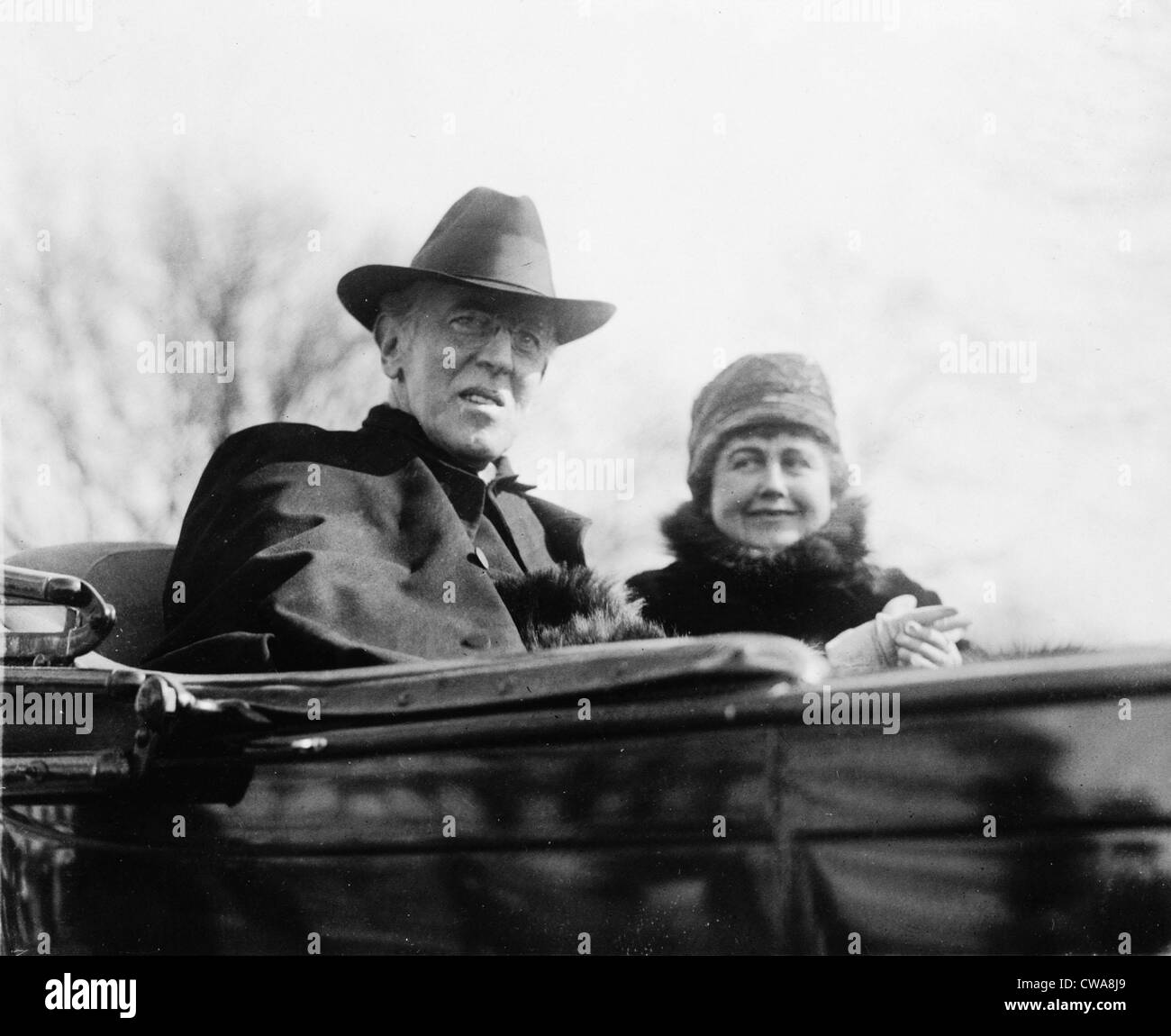 Ex-President Woodrow Wilson (1856-1924) and his second wife, Edith ...
