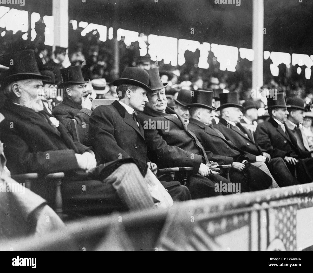 President William H. Taft and several other men in top hats at a 1910 ...