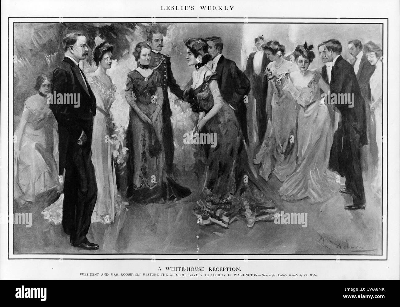 President and Mrs. Theodore Roosevelt with group of people at 1902 ...