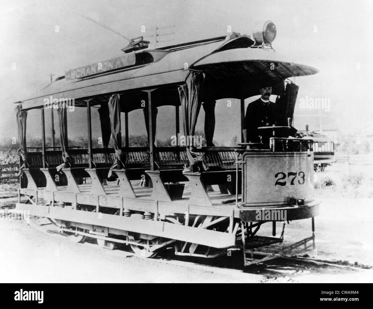 An early streetcar, circa 1888, Courtesy: CSU Archives/Everett ...