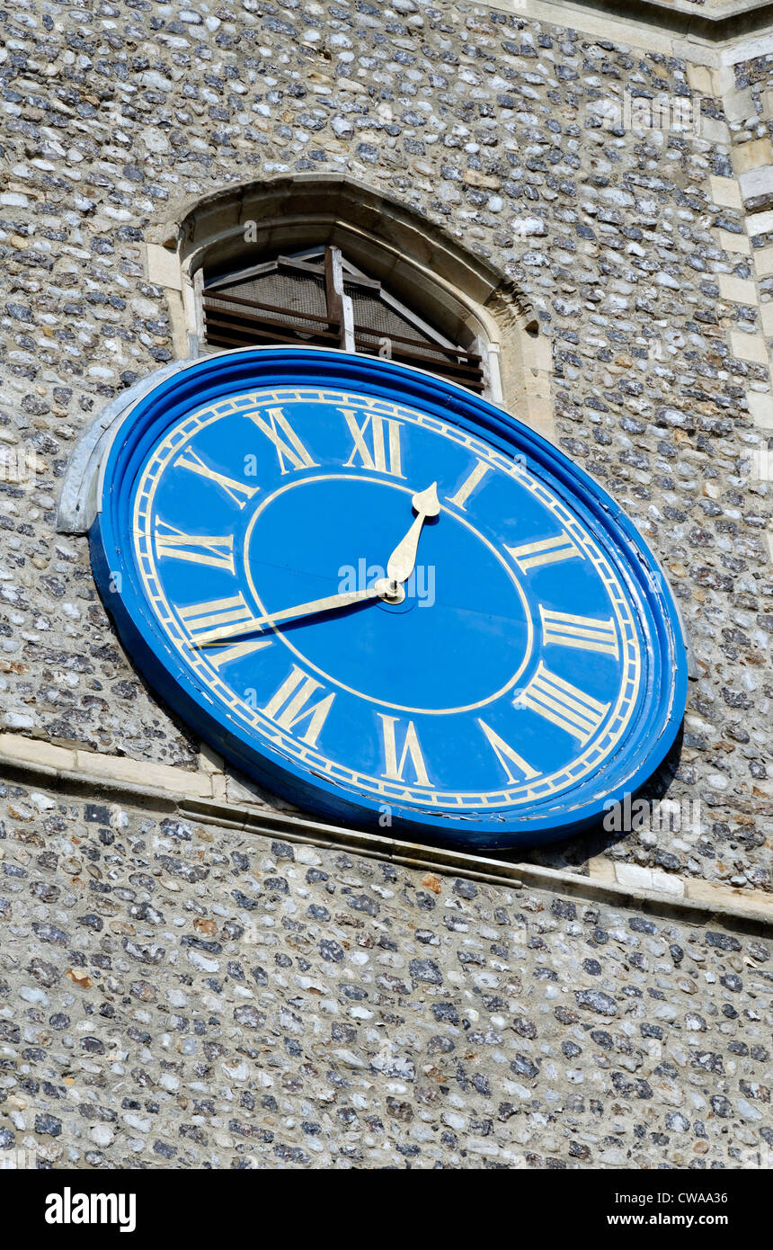 Clock face on the tower of The church of Saint George in Norwich Stock ...