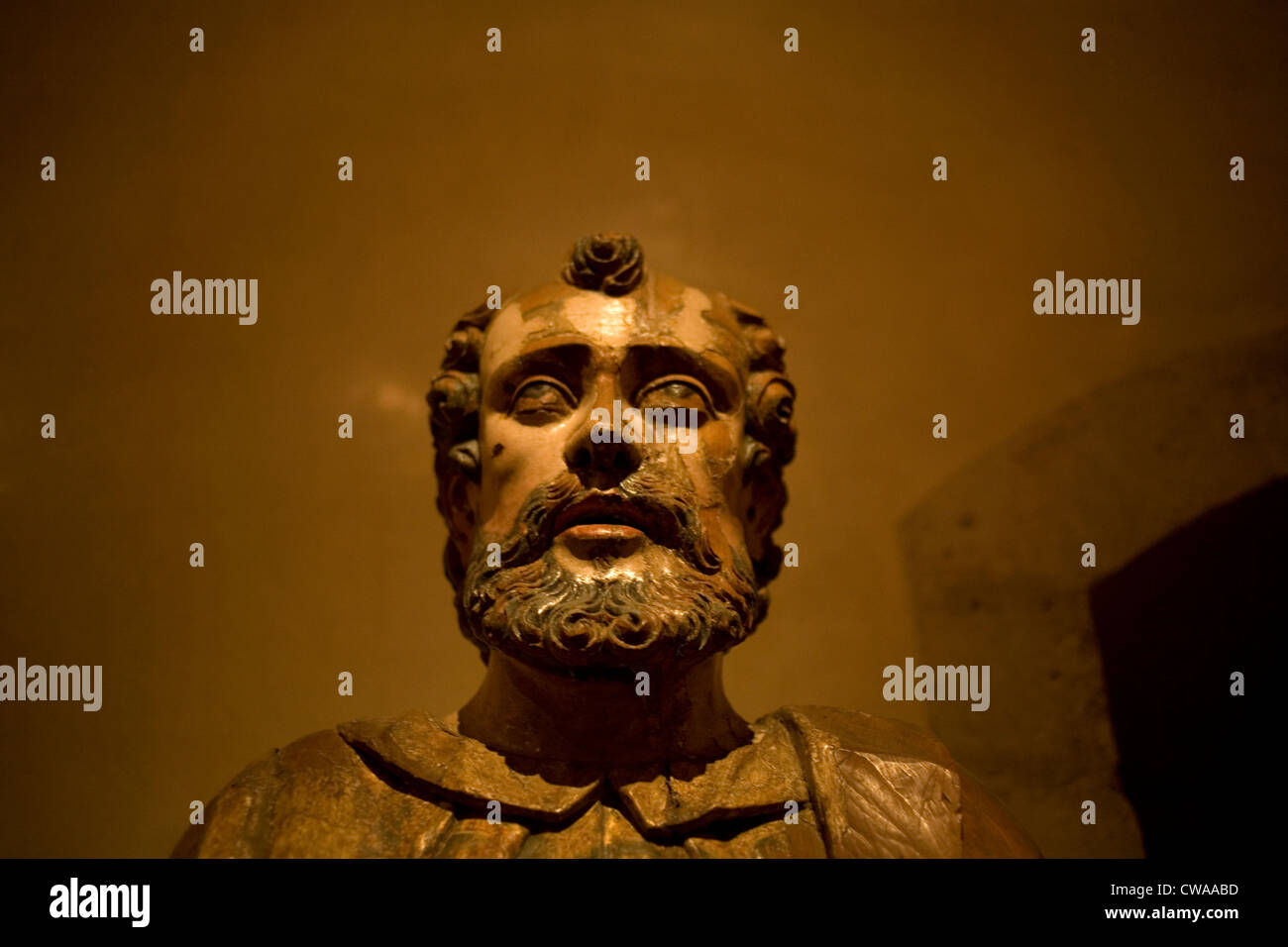 A sculpture of Saint Peter is displayed in the Museum of Oaxacan ...