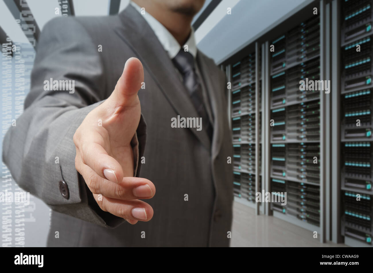businessmen offer hand shake in a technology data center Stock Photo ...