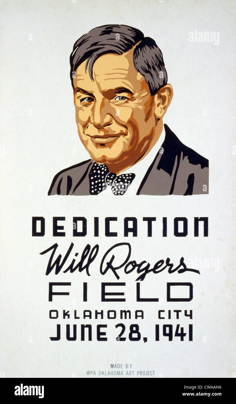 WPA Artists Project poster commemorating the dedication, Will Rogers ...