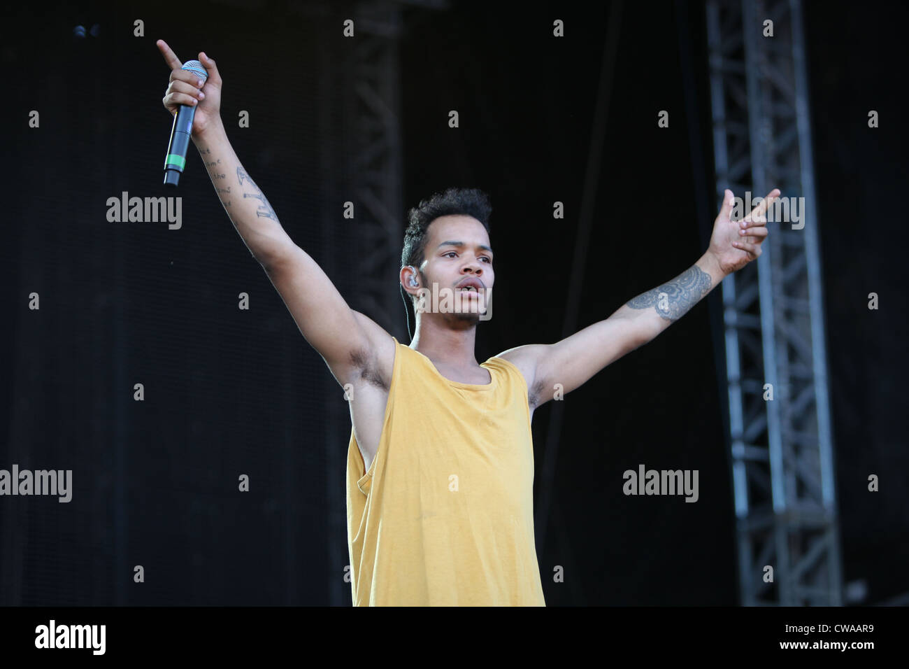 Harley "Sylvester" Alexander Sule of Rizzle Kicks live on stage at V ...