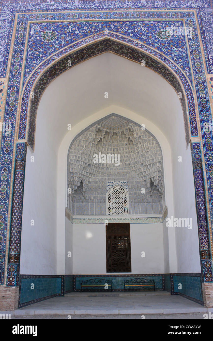 Uzbekistan. Samarkand. Front door and decorative elements of Gur-Emir ...