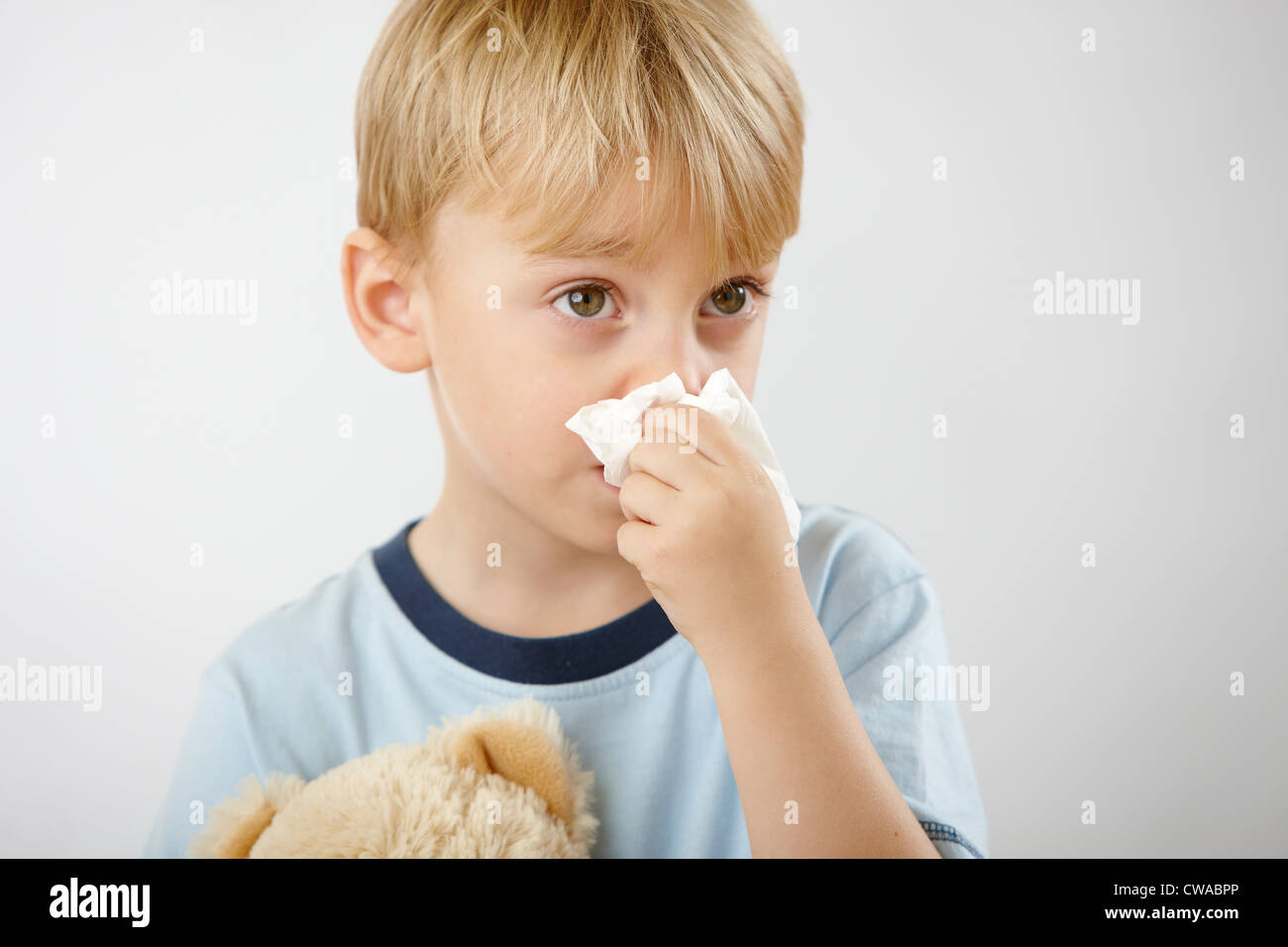 Boy with cold Stock Photo - Alamy