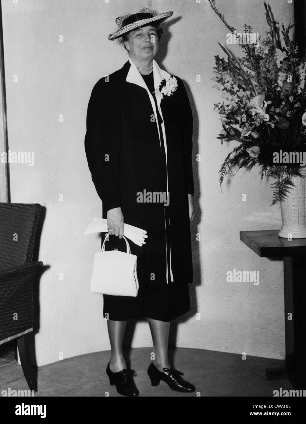 First Lady Eleanor Roosevelt, wearing the ensemble she chose for Easter ...