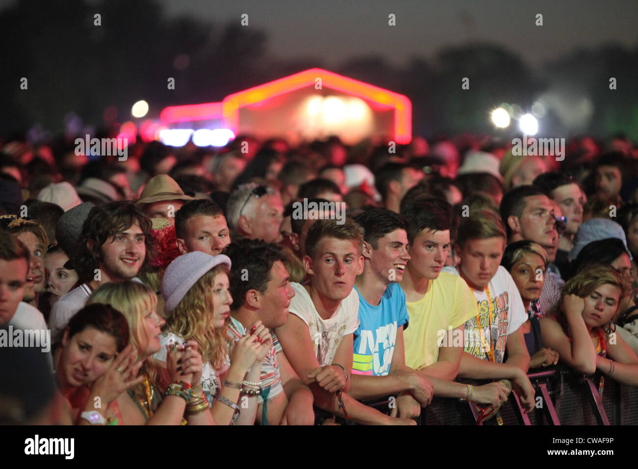 The crowd waiting for a band to come on stage at the V Festival in ...