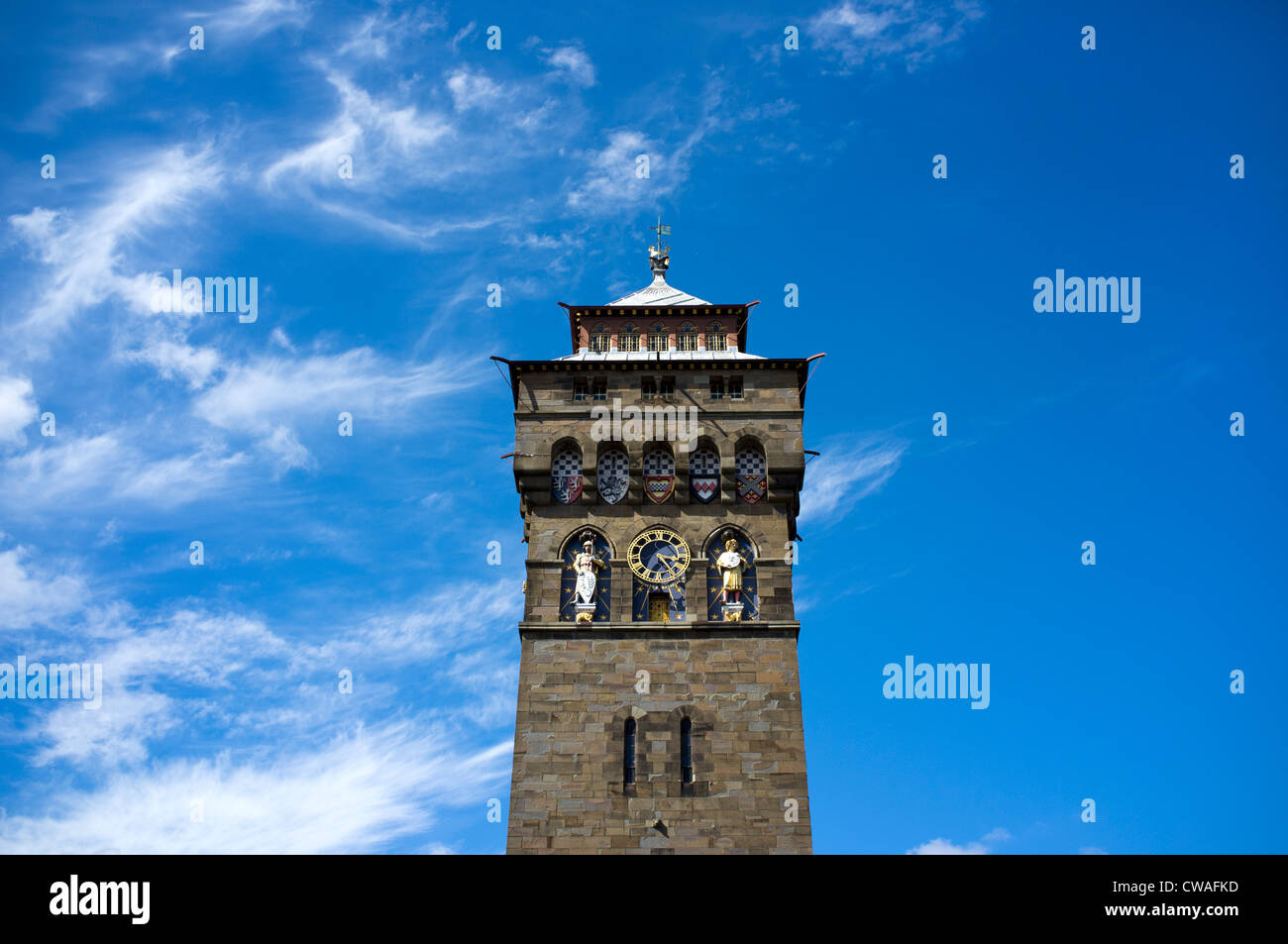 The Clock Tower at Cardiff Castle Stock Photo - Alamy