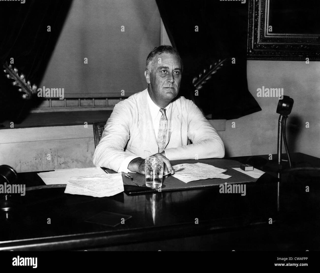 President Franklin D. Roosevelt (1882-1945), in the Oval Office, circa ...