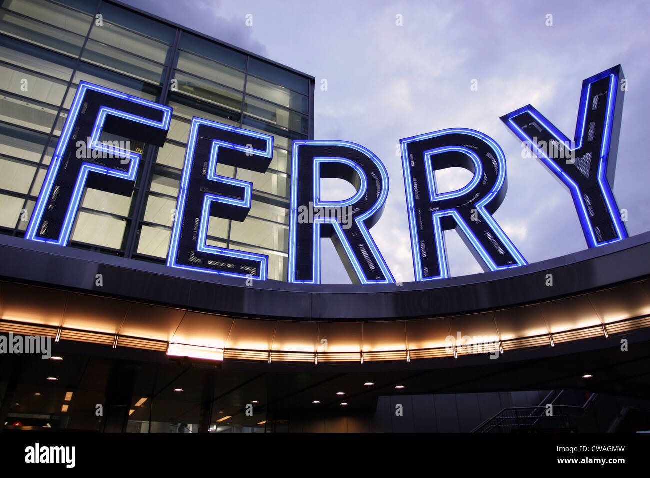 New York, neon sign FERRY Stock Photo - Alamy