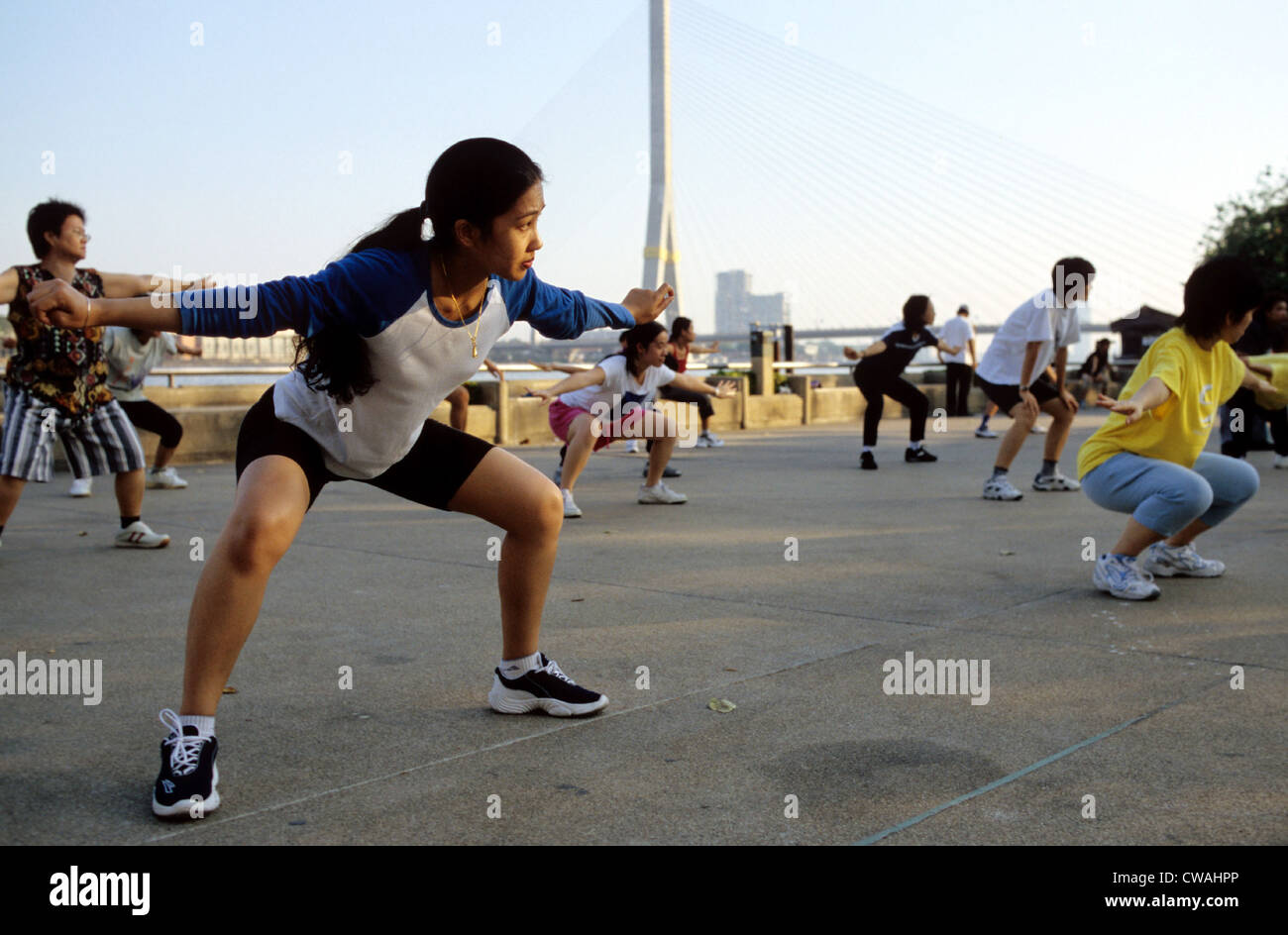 Taichi exercises in the morning Stock Photo - Alamy