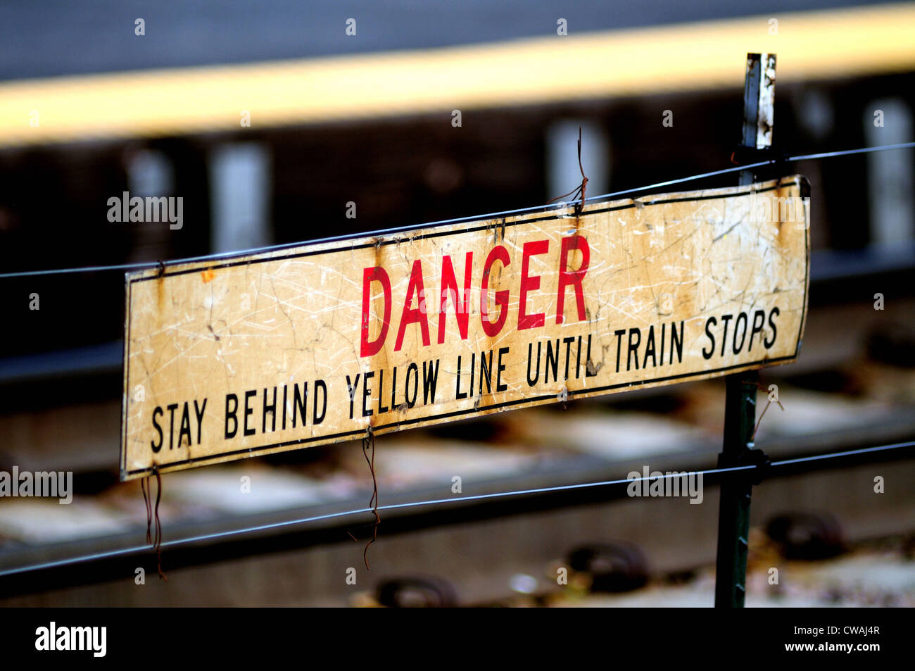 Sign warning passengers. USA Stock Photo - Alamy