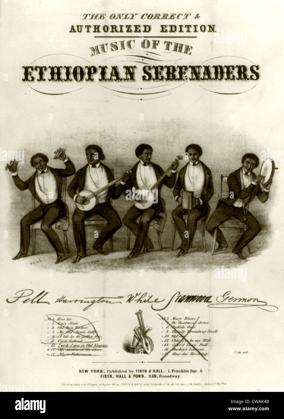 The white cast of an early minstrel show, ETHIOPIAN SERENADERS ...